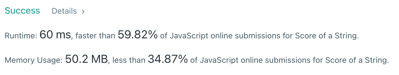 [LeetCode] 3110. Score of a String (JS) - May's Notes